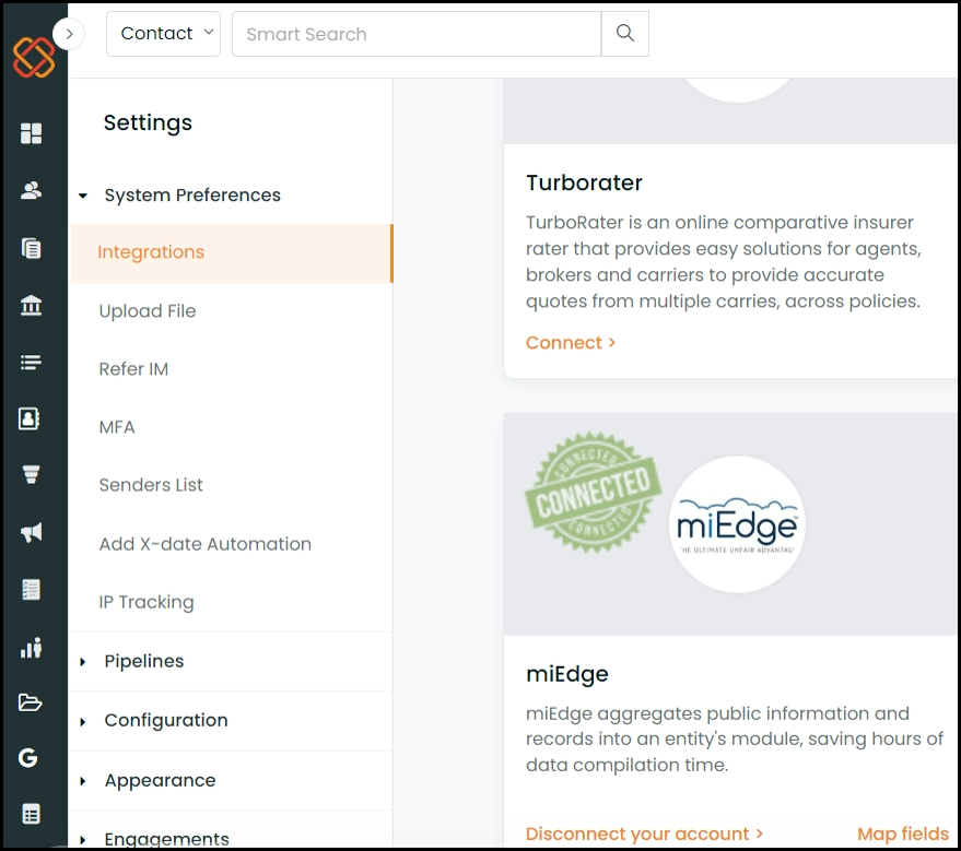 How do I connect data to InsuredMine? - miEdge