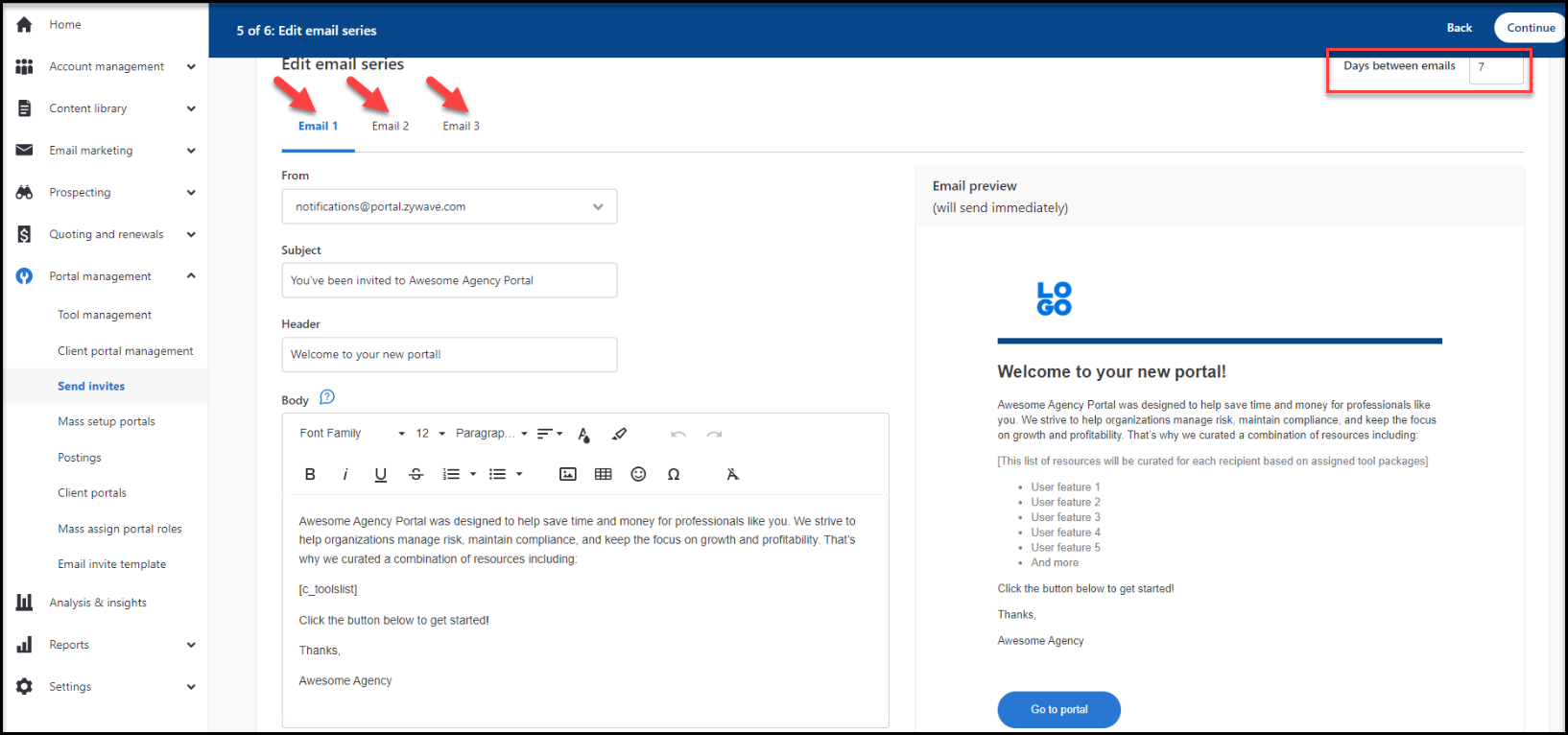 How to set up a Portal Invite Series - Client Cloud