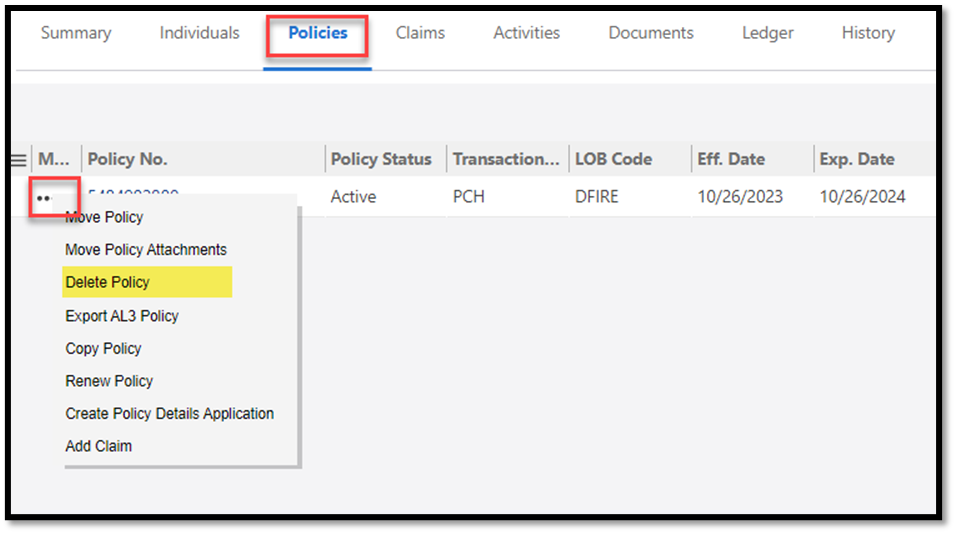 How do I move a policy from one entity to another? - Partner Platform