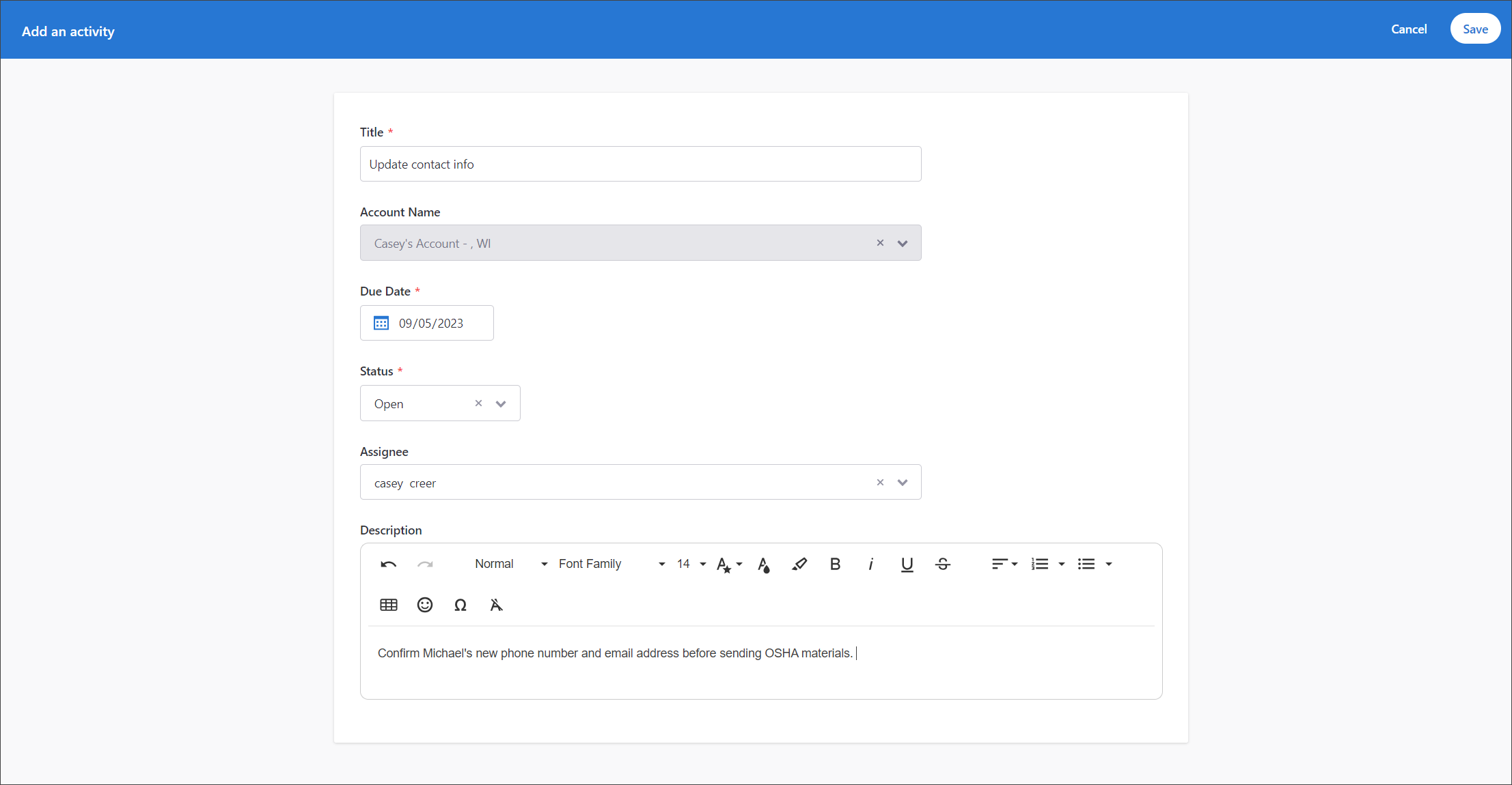Basic Activity Management - Zywave Account Management
