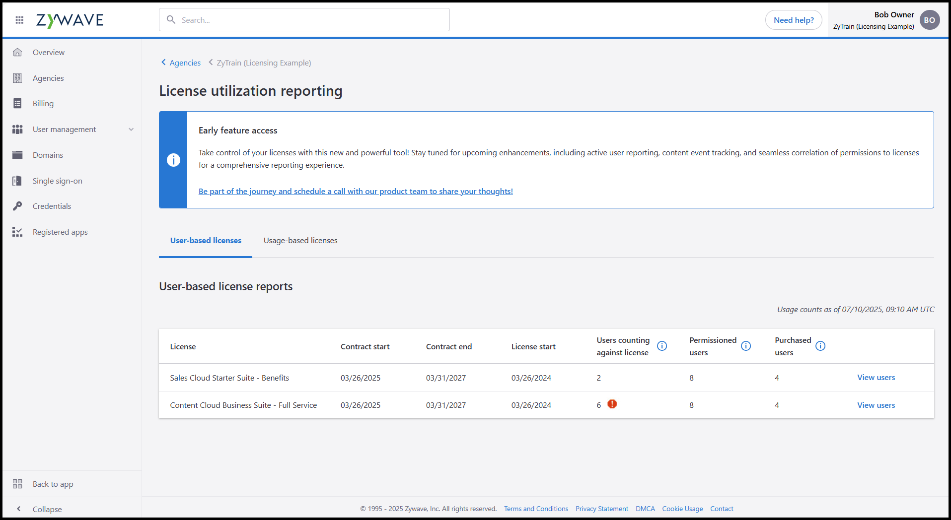 Auditing Users with License Utilization Reporting - Zywave Platform
