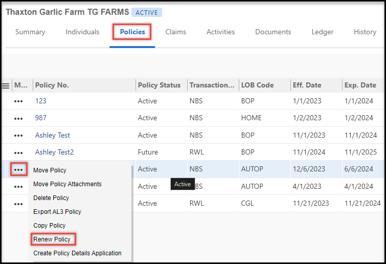How do I renew a policy? - Partner Platform