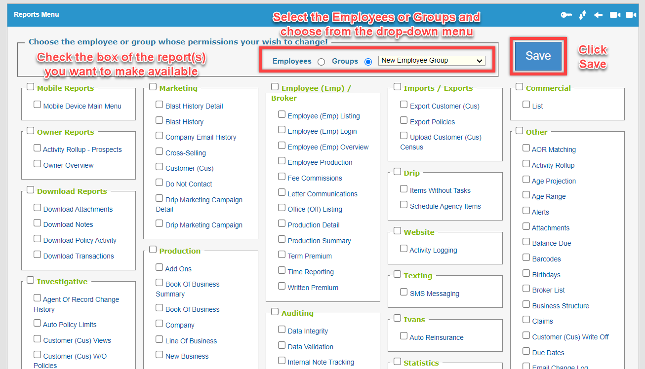 How do I update report permissions? - Agency Matrix