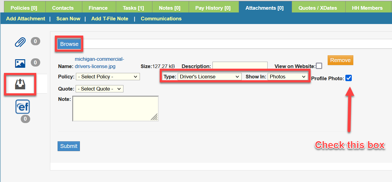 How to add a profile picture to a customer file - Agency Matrix