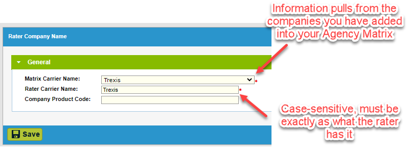 How to add rater company - Agency Matrix