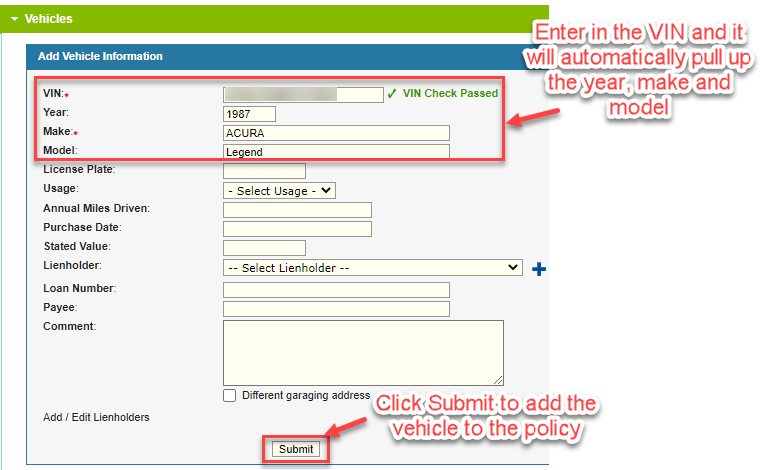 How to add vehicles to a personal auto policy - Agency Matrix