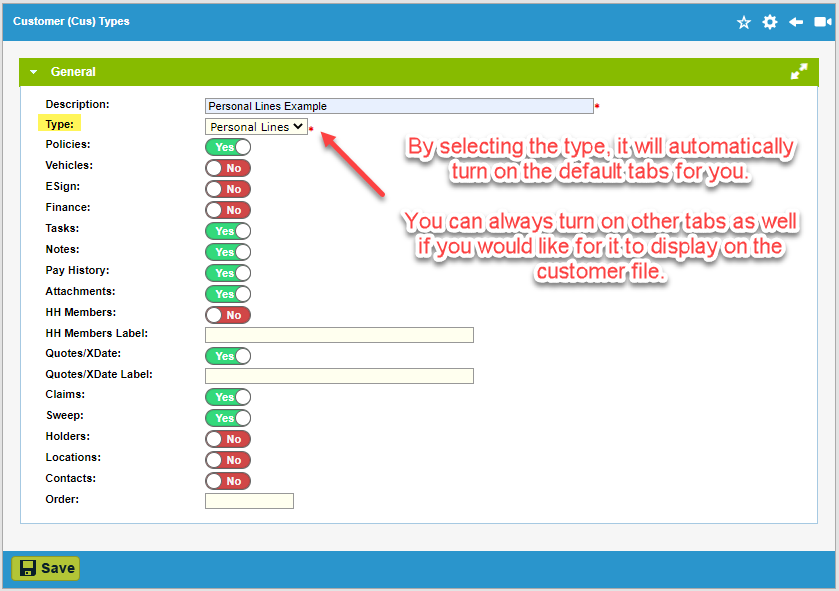 How do I create or default customer types? - Agency Matrix