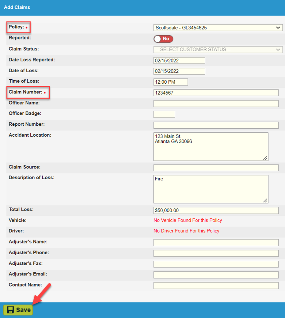 How to add claims - Agency Matrix