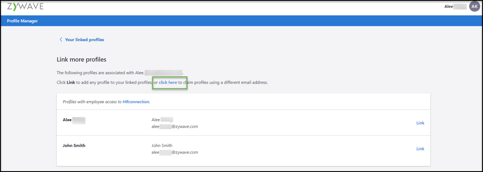How to link or switch your profile in the Profile Manager - Zywave Platform