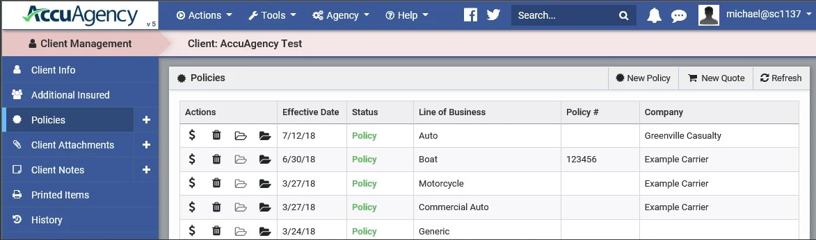 Client and Policy Management Basics - AccuAgency